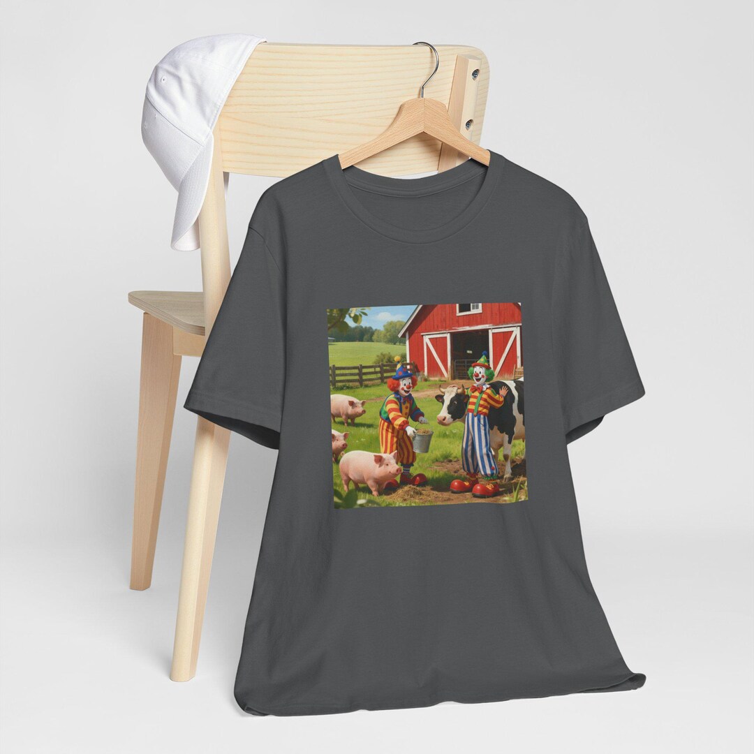 Funny Clown Farm Scene T-shirt, Clowns Feeding Farm Animals - Etsy