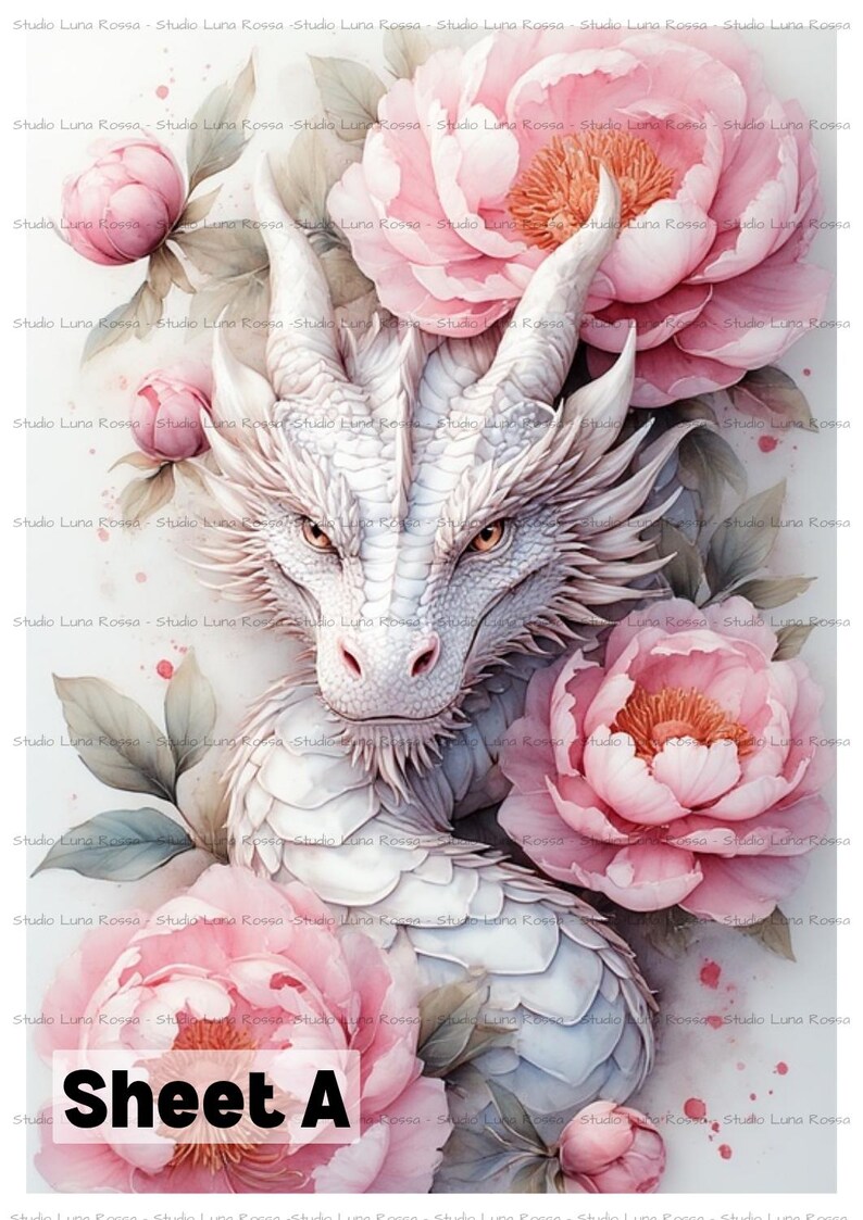 White Dragon Decoupage Rice Paper A4, Mythical Fantasy Dragon and ...