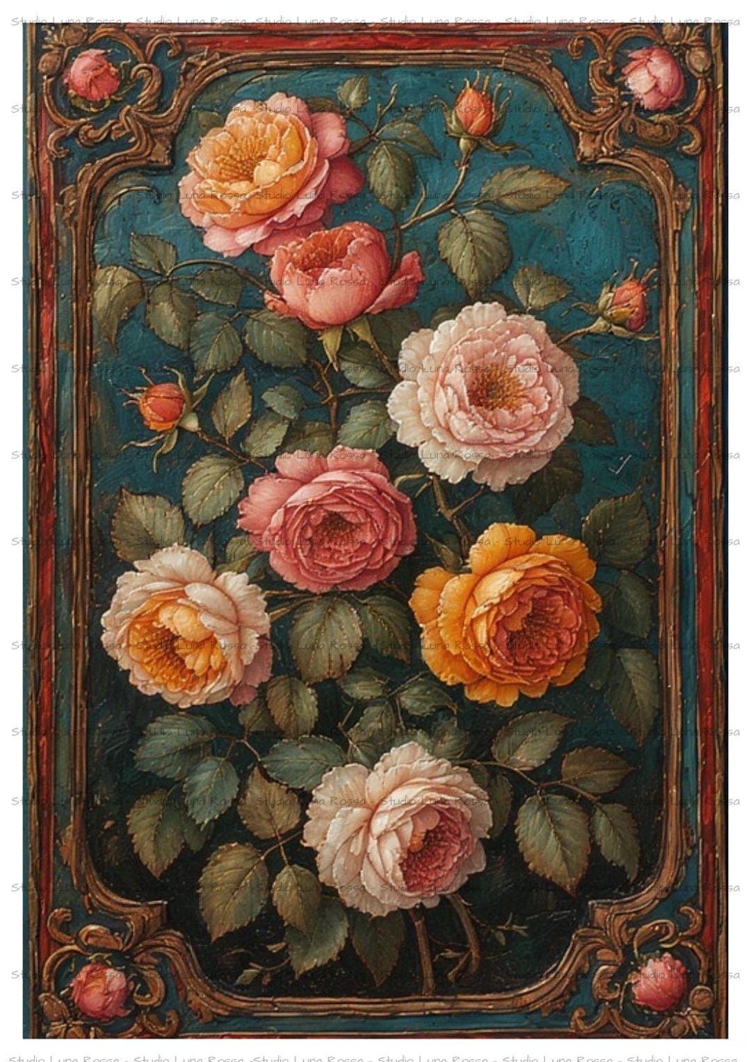Decoupage Rice Paper A4 Baroque Rose Flowers #01, for Scrapbooks ...