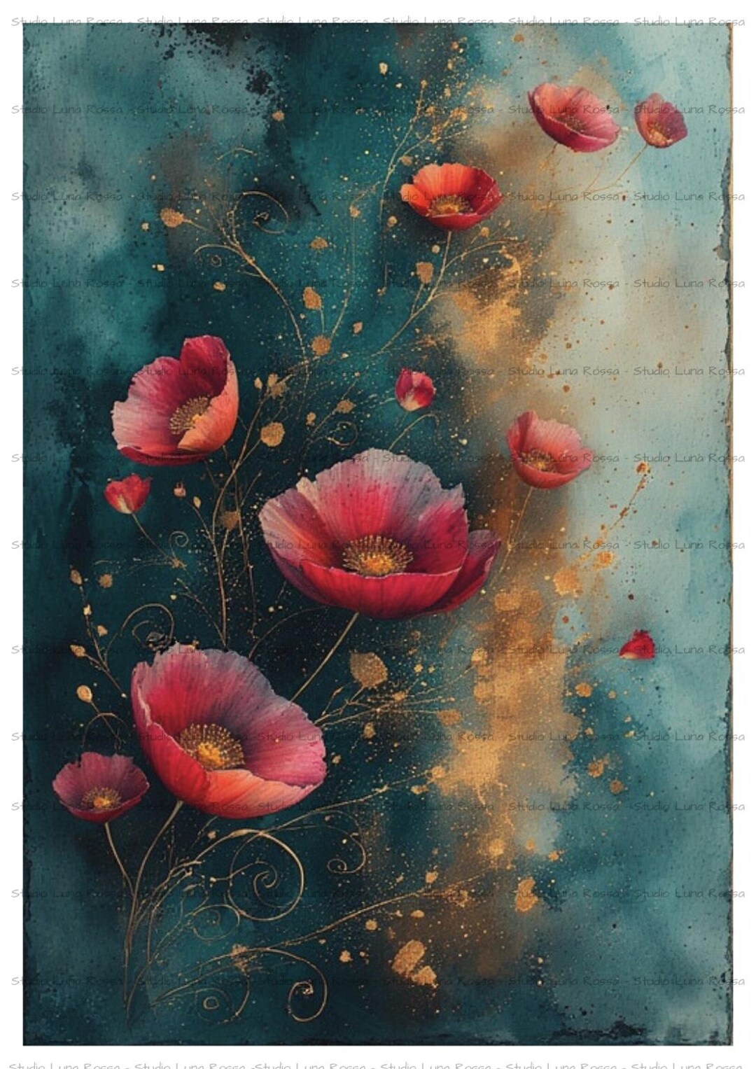 Vintage Abstract Flowers #01 Decoupage Rice Paper A4, for Scrapbooks ...