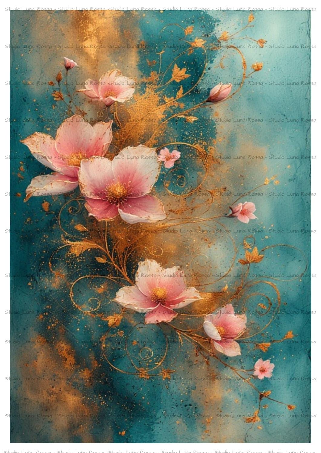 Vintage Abstract Flowers #05 Decoupage Rice Paper A4, for Scrapbooks ...