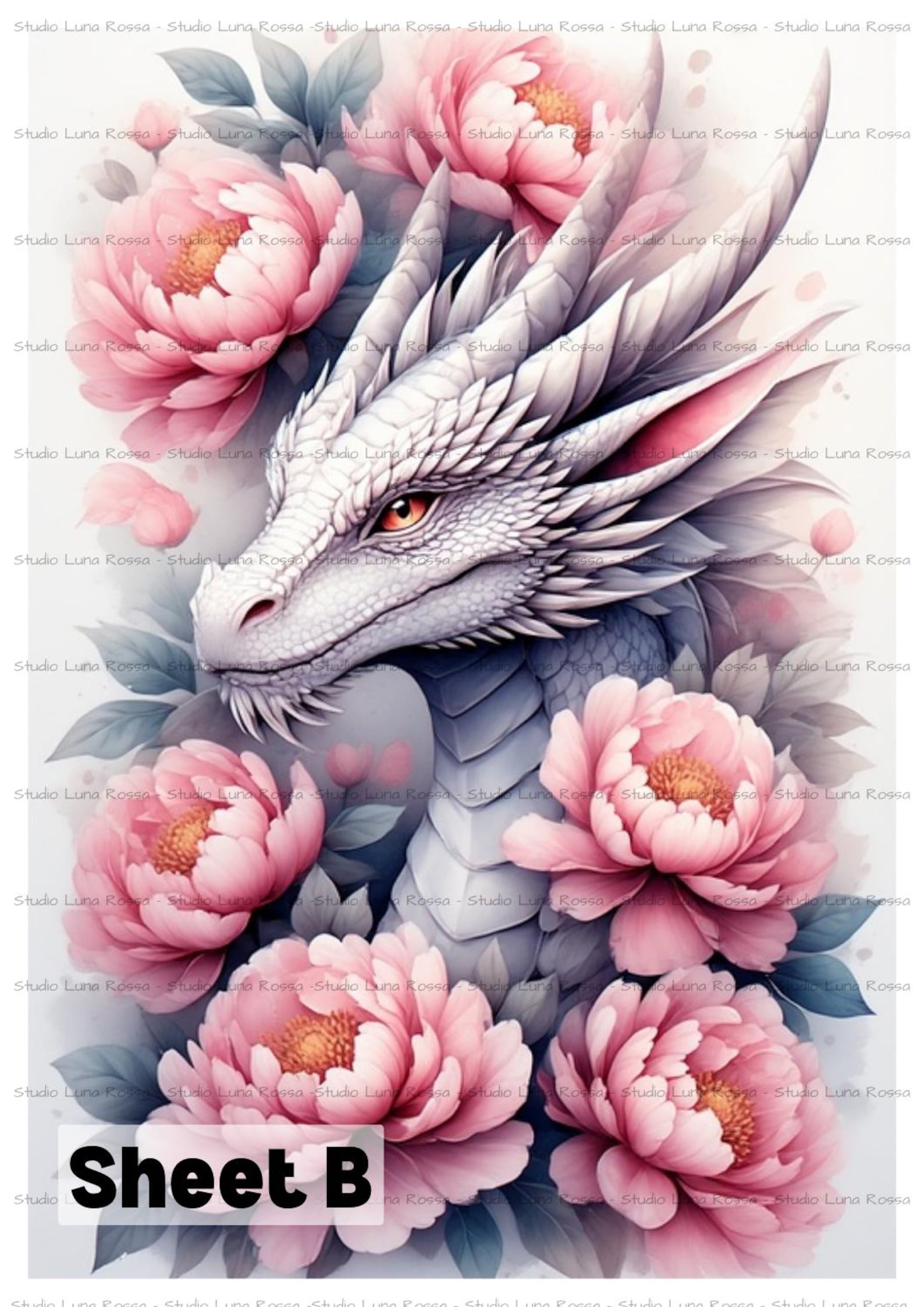 White Dragon Decoupage Rice Paper A4, Mythical Fantasy Dragon and ...