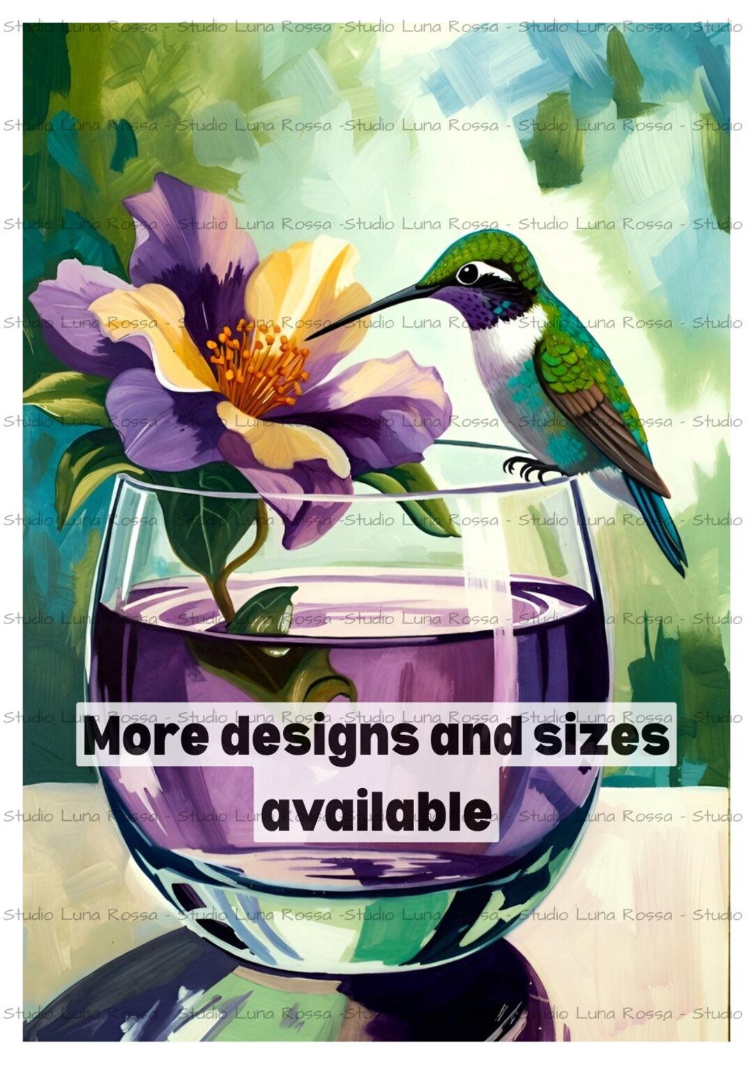 Green and Blue Hummingbird Decoupage Rice Paper A4, Floral Bird, Flower ...