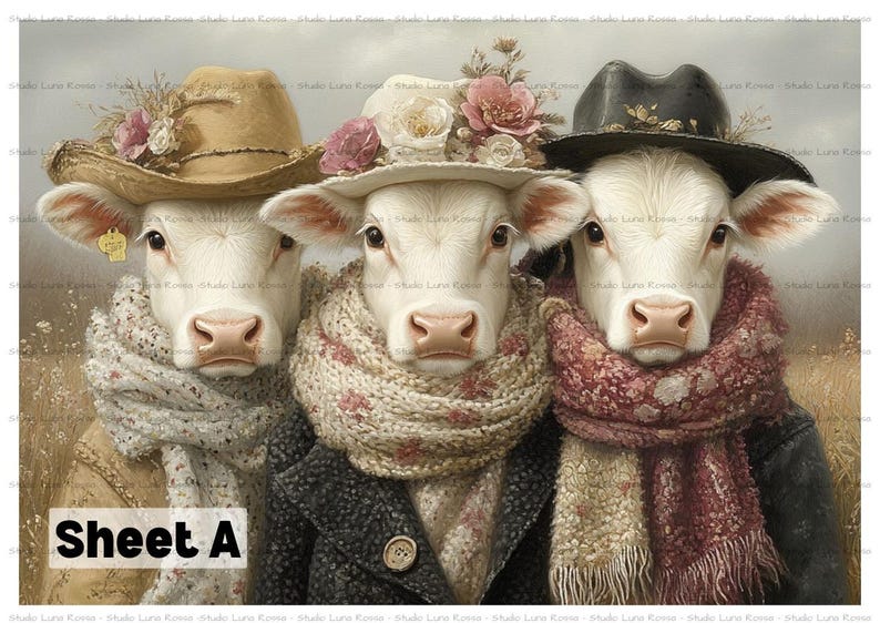 Victorian Cows #02 Decoupage Rice Paper A4, for Scrapbooks, Journals ...