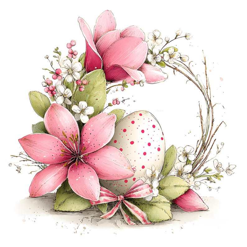 Floral Easter Eggs Clipart, Spring Decor (digital Download) - Etsy