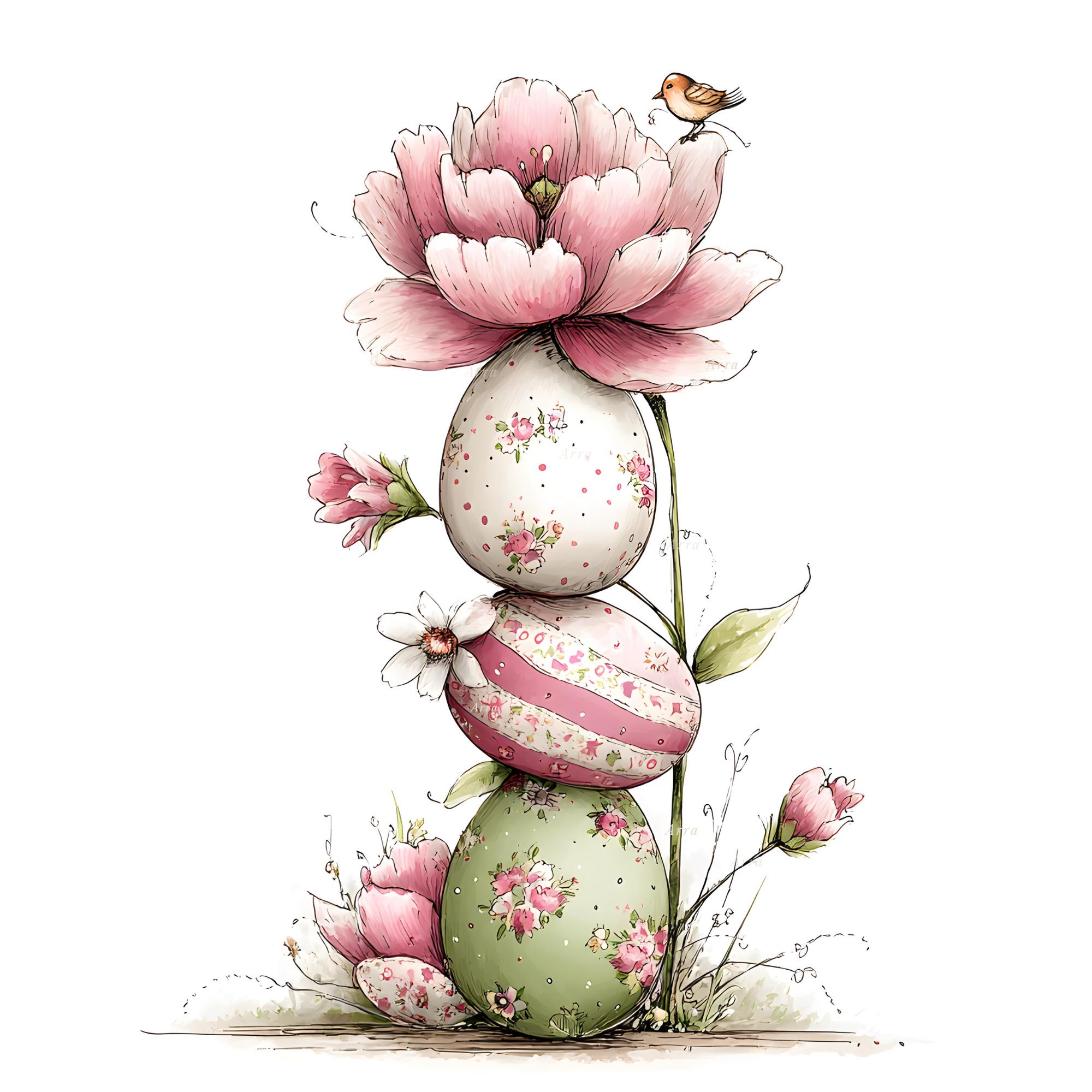 Floral Easter Eggs Clipart, Spring Decor (digital Download) - Etsy