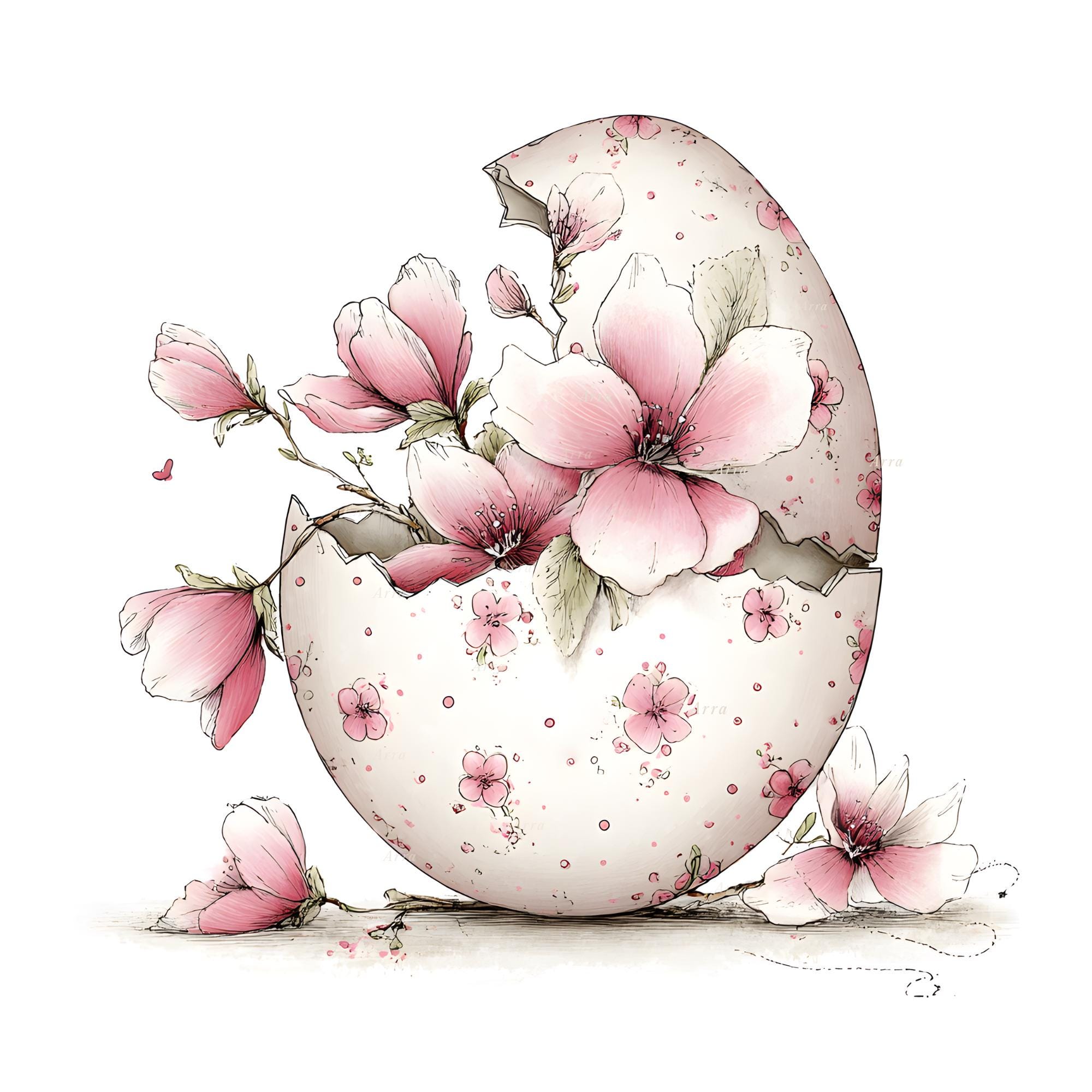 Floral Easter Eggs Clipart, Spring Decor (digital Download) - Etsy