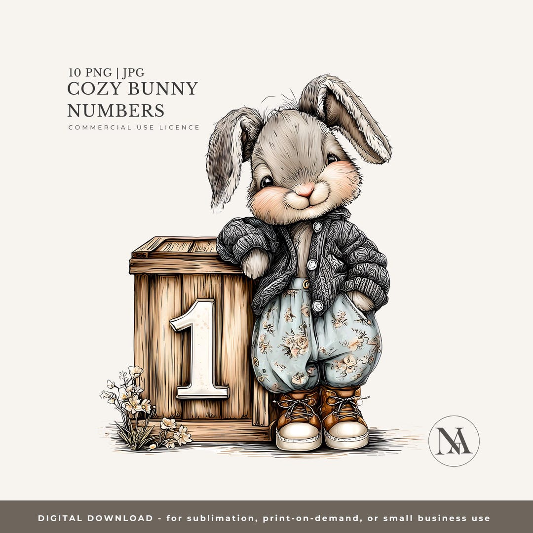 Bunny Numbers Clipart PNG – Woodland Storybook Set (digital Download ...
