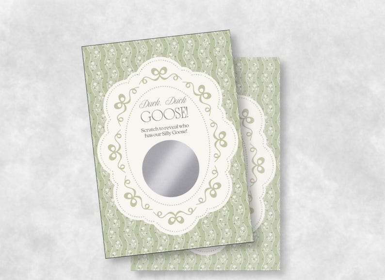 Silly Goose Baby Shower Scratch off Game, Vintage Cottage Core Duck ...