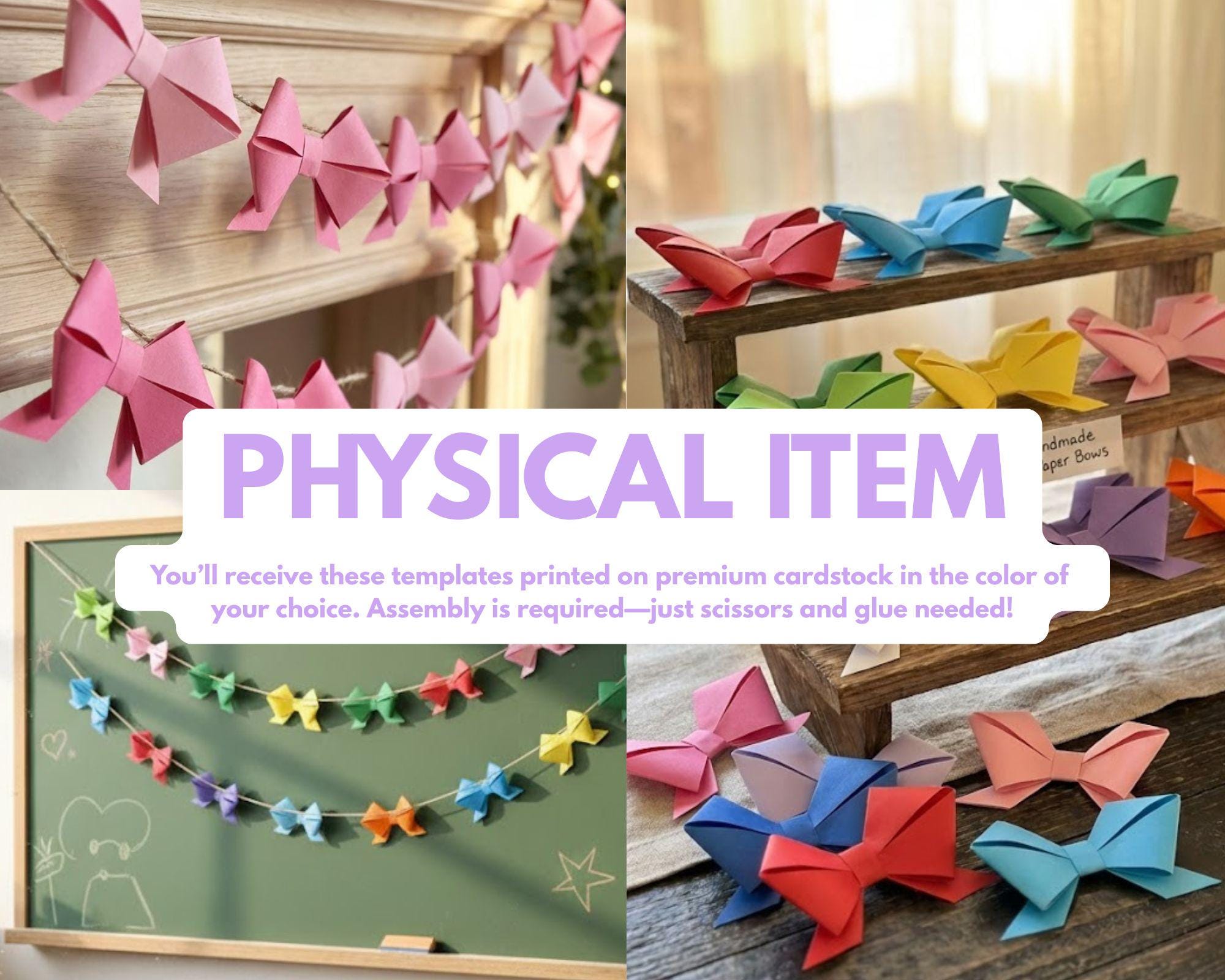 Printed Paper Bow Templates: DIY Party and Home Decor (16 Colors) - Etsy