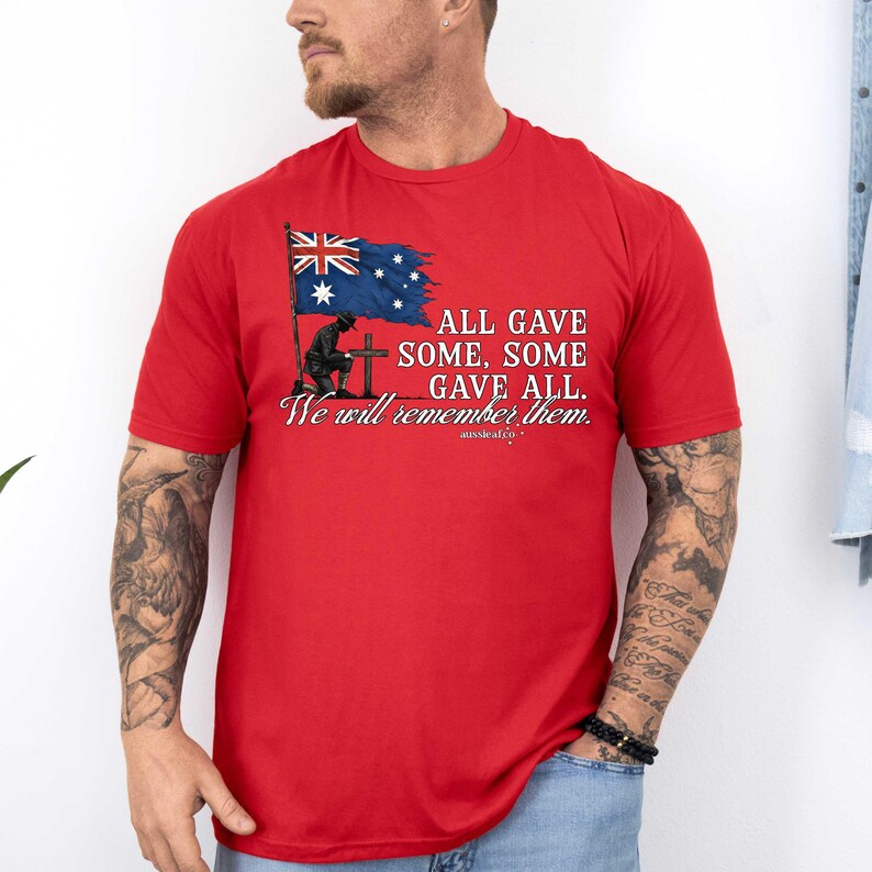 We Will Remember Them Tattered Australian Flag Unisex FRONT Print Shirt ...