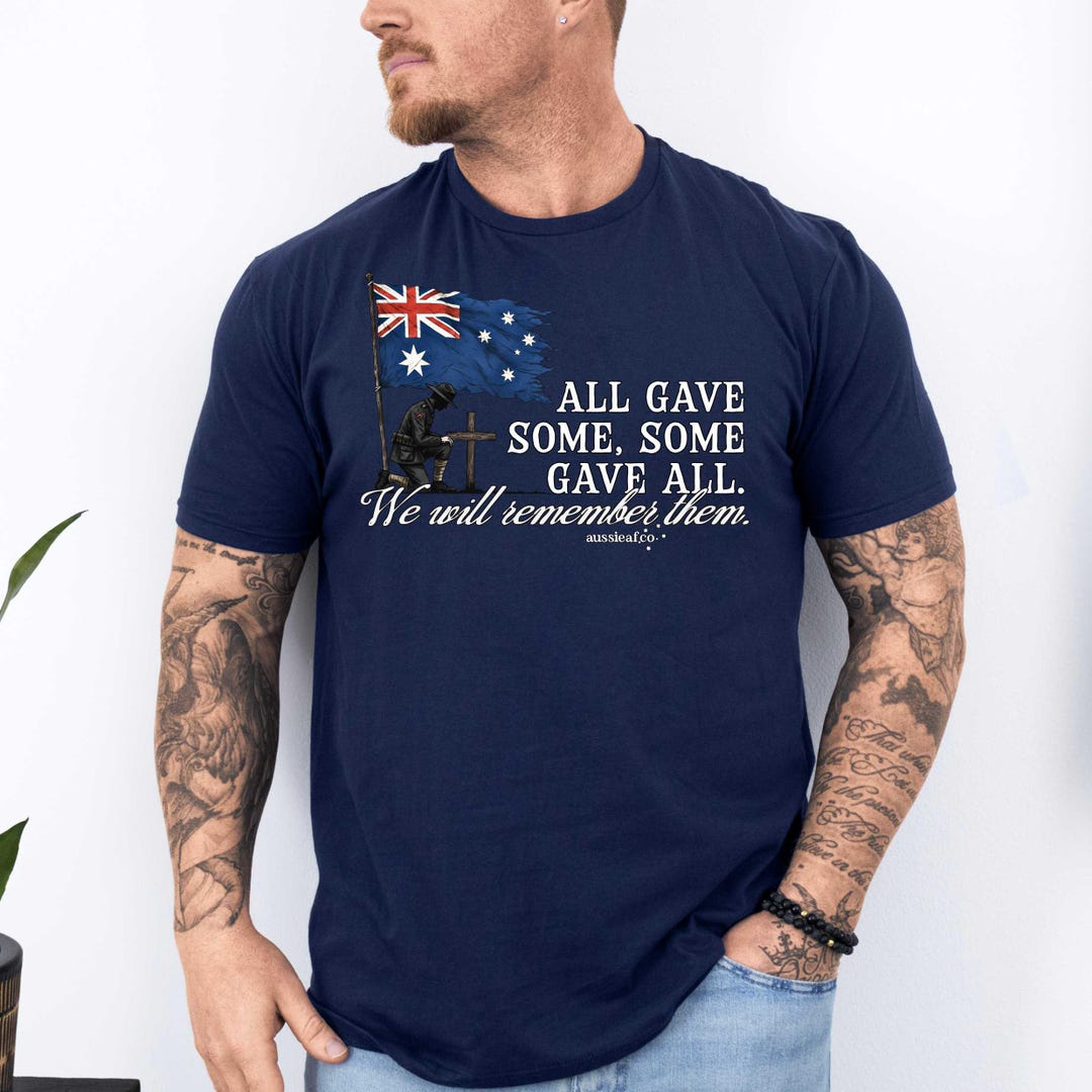 We Will Remember Them Tattered Australian Flag Unisex FRONT Print Shirt ...