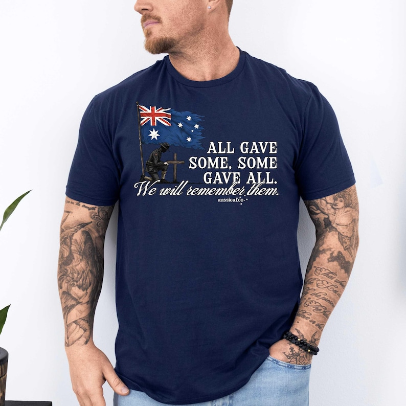 We Will Remember Them Tattered Australian Flag Unisex FRONT Print Shirt ...
