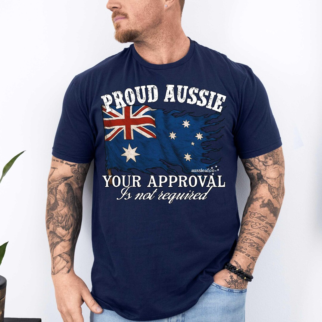 Proud to Be Aussie Tattered Australian Flag Unisex FRONT Print Shirt ...