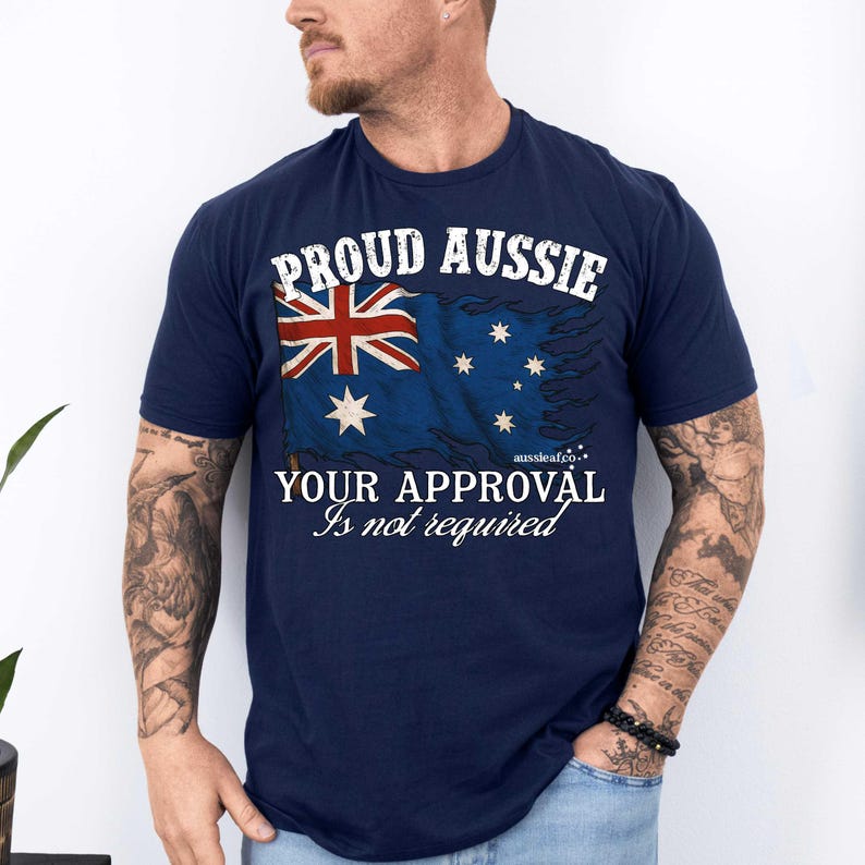 Proud to Be Aussie Tattered Australian Flag Unisex FRONT Print Shirt ...