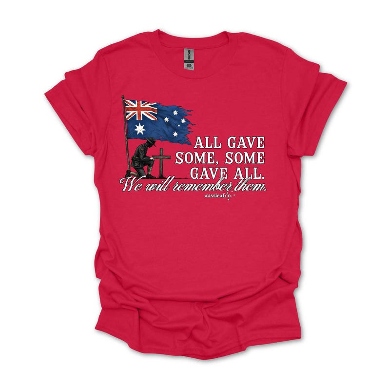 We Will Remember Them Tattered Australian Flag Unisex FRONT Print Shirt ...