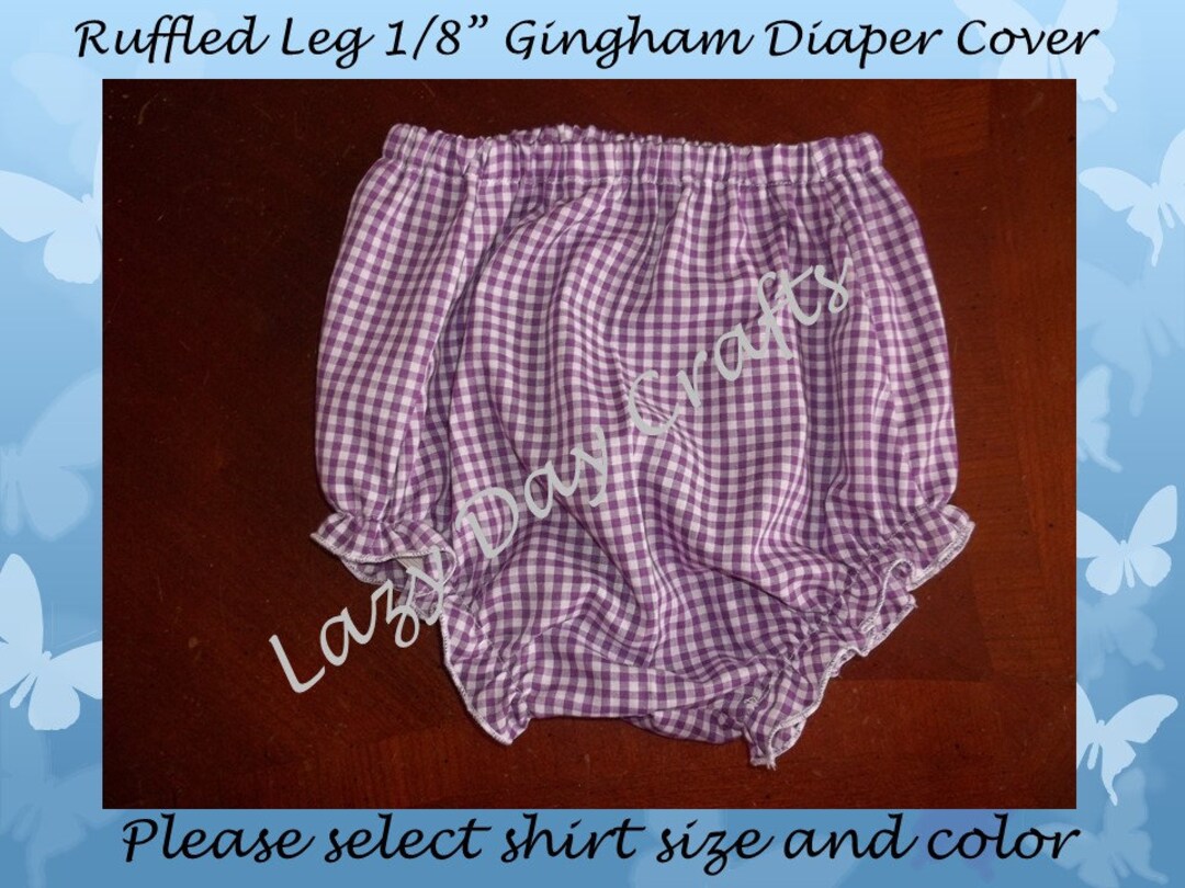 Ruffled Leg 1/8" Gingham Check Diaper Cover - Many Colors Available ...