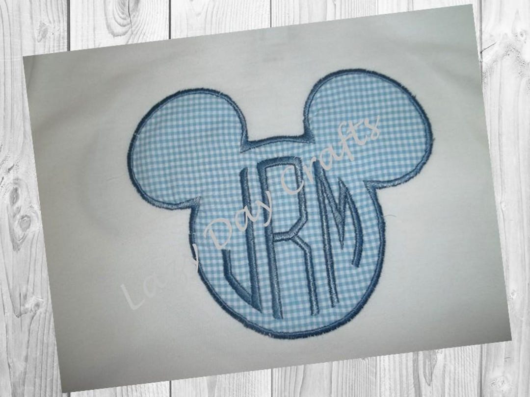Mouse Head - Monogrammed Mouse Head - Short Sleeve Appliqued Tshirt ...