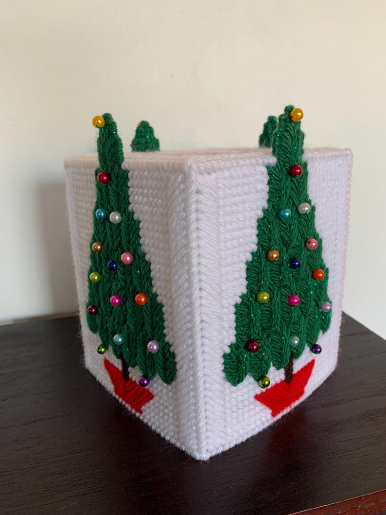 Christmas Tree With Ornaments Plastic Canvas Tissue Box Cover - Etsy