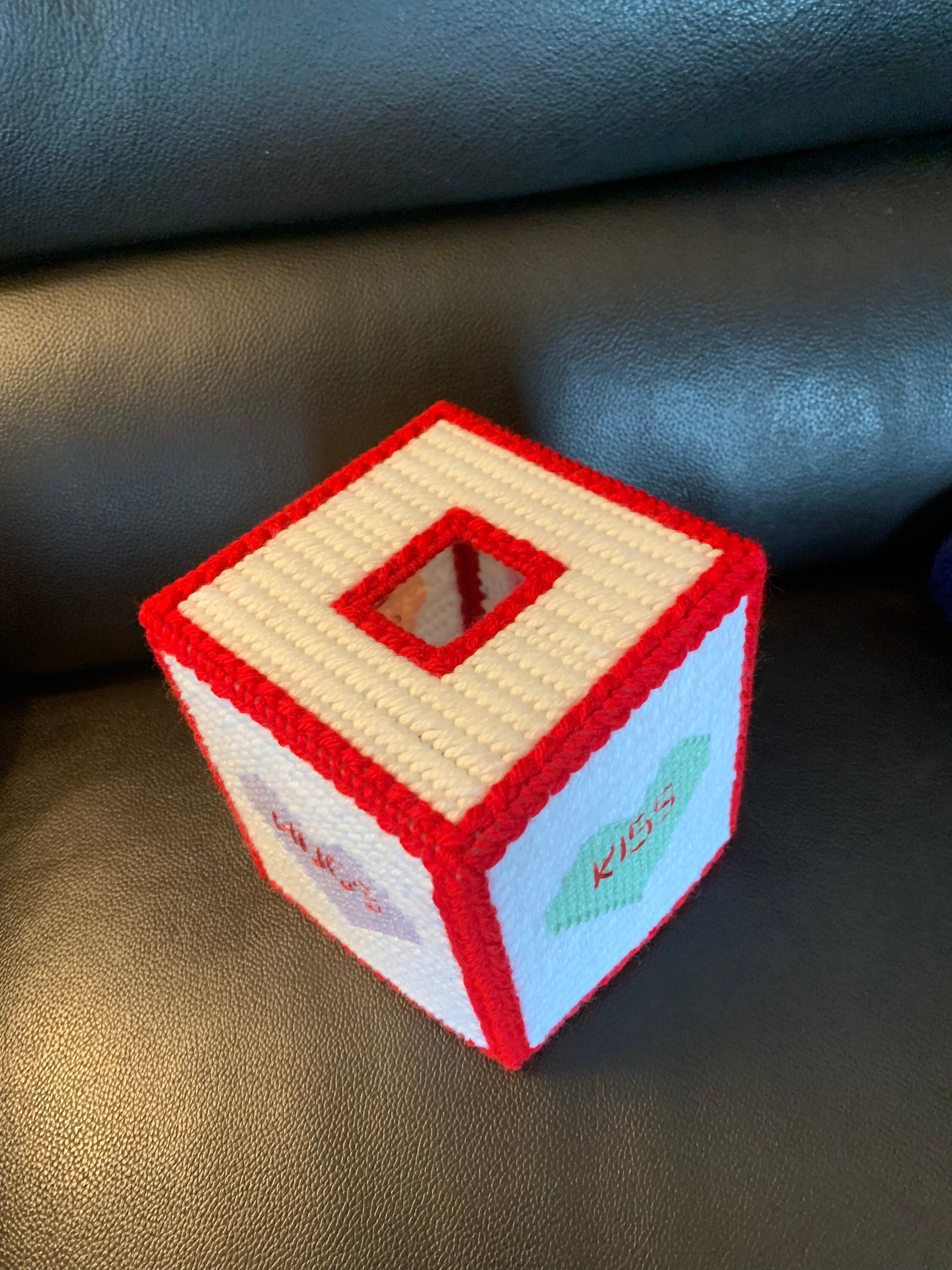 Multi-colored Candy Heart Valentine's Day Plastic Canvas Tissue Box ...