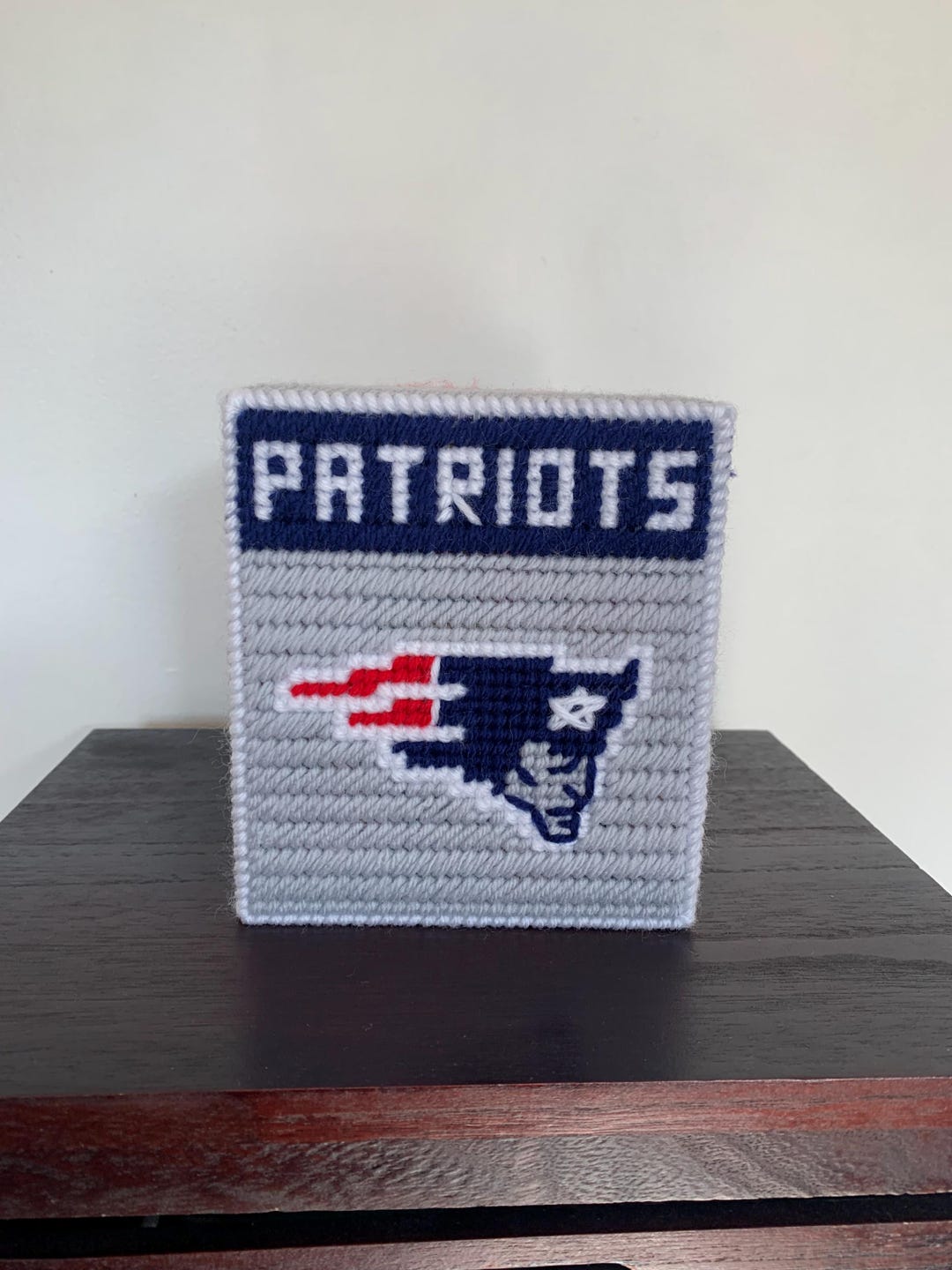 New England Patriots Plastic Canvas Tissue Box Cover - Etsy