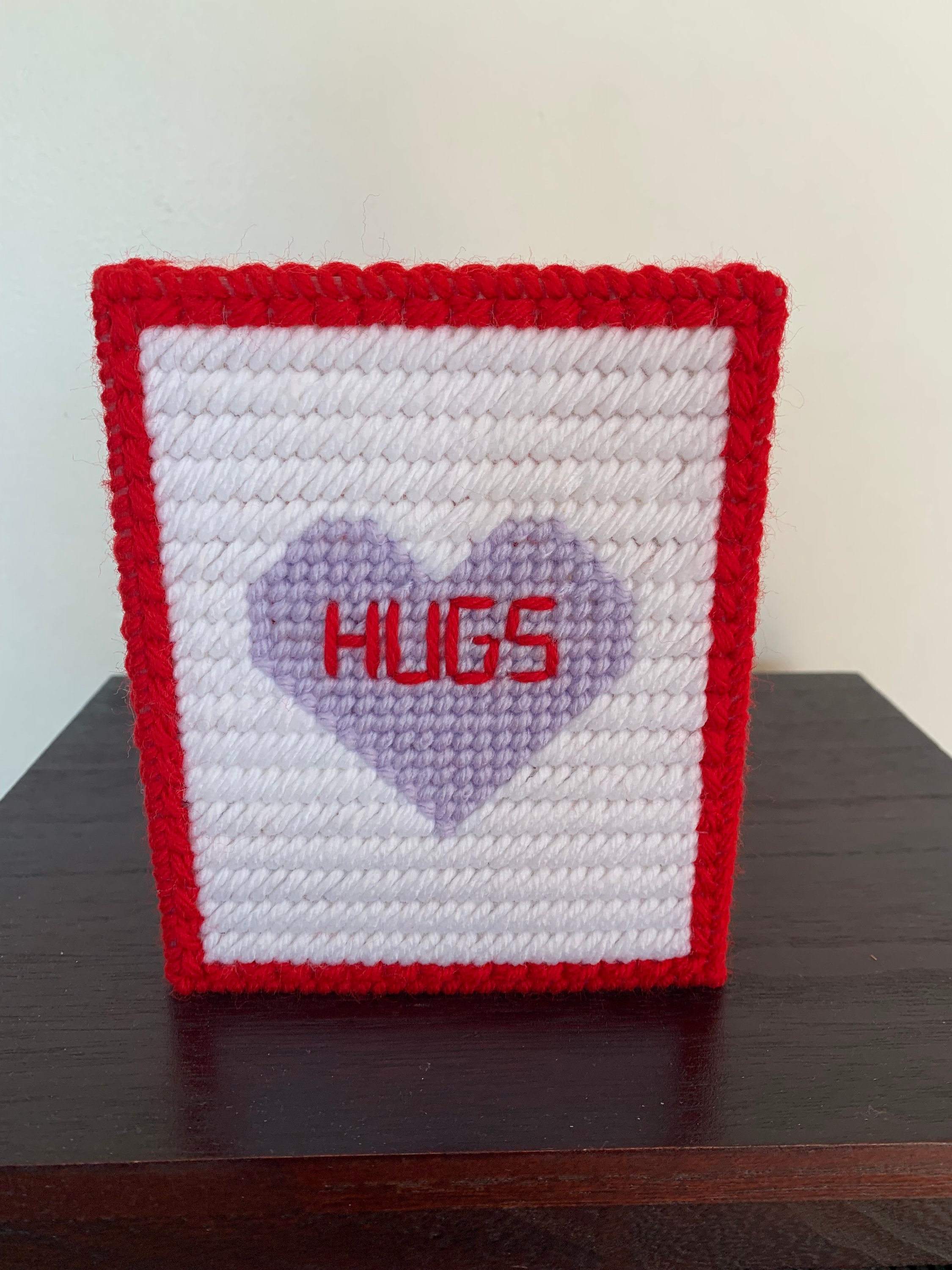 Multi-colored Candy Heart Valentine's Day Plastic Canvas Tissue Box ...