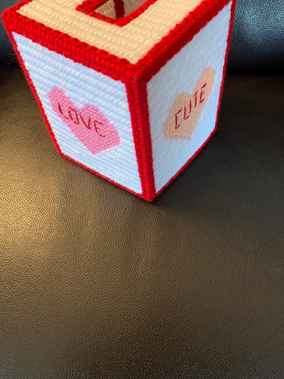 Multi-colored Candy Heart Valentine's Day Plastic Canvas Tissue Box ...