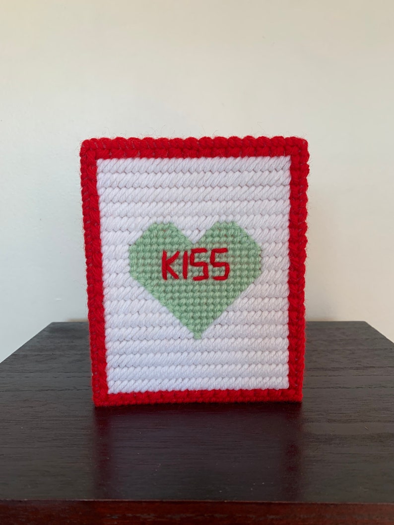 Multi-colored Candy Heart Valentine's Day Plastic Canvas Tissue Box ...