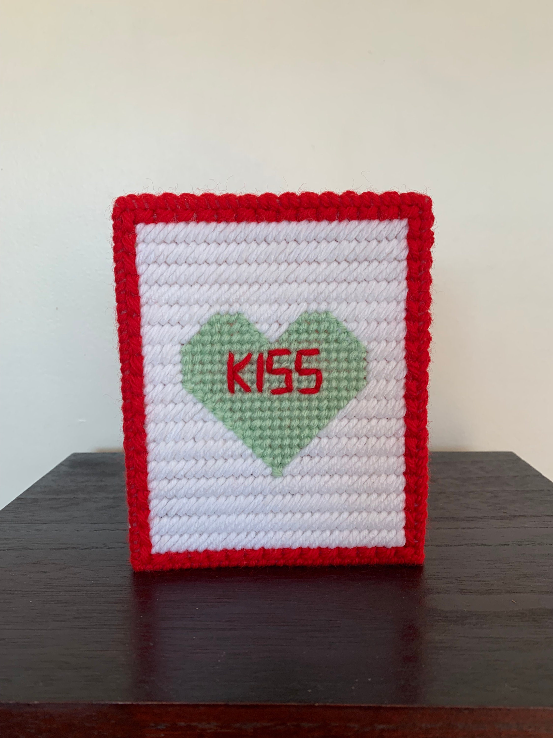 Multi-colored Candy Heart Valentine's Day Plastic Canvas Tissue Box ...