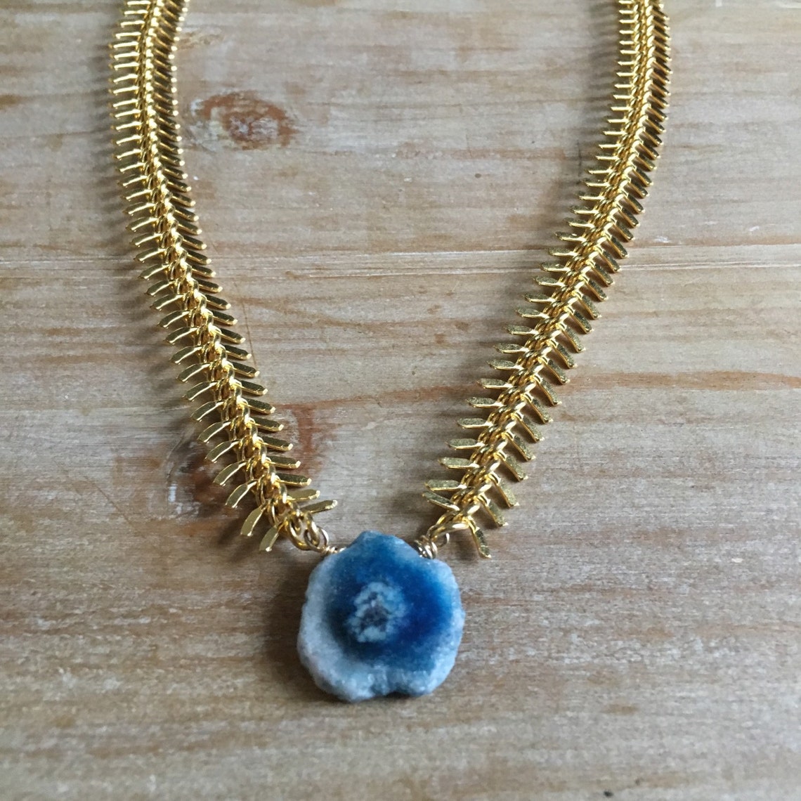 Gold Fishbone Chain Statement Necklace - Etsy New Zealand