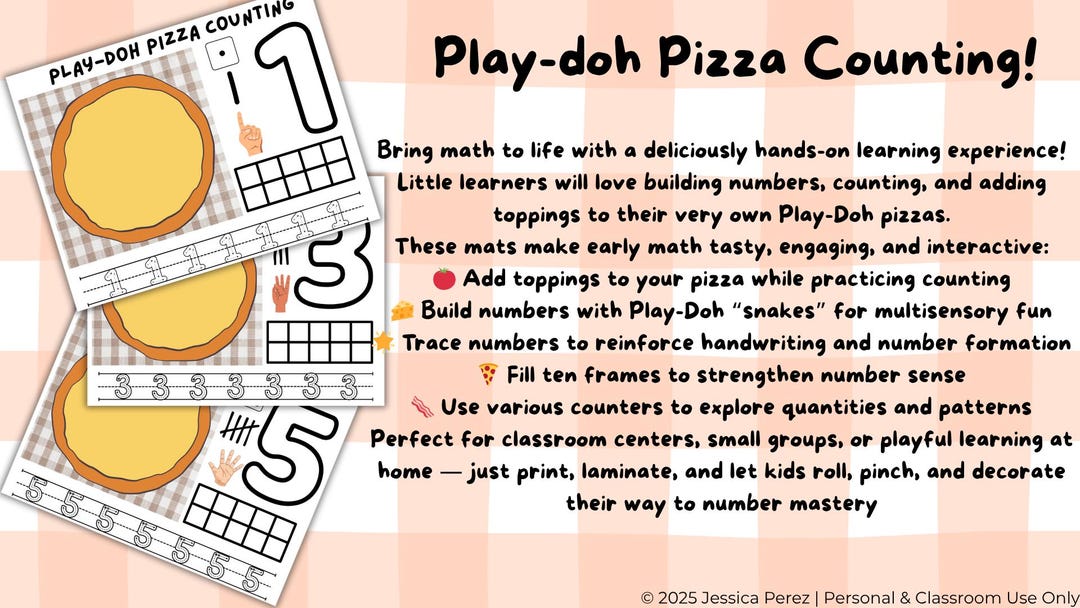 Pizza Play-doh Counting Mats – Number Writing, Ten Frame Math (digital ...