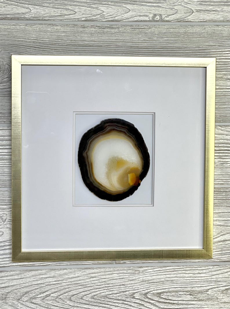 Large Natural Agate Wall Art Handmade 12"x12" With Gold Frame for ...