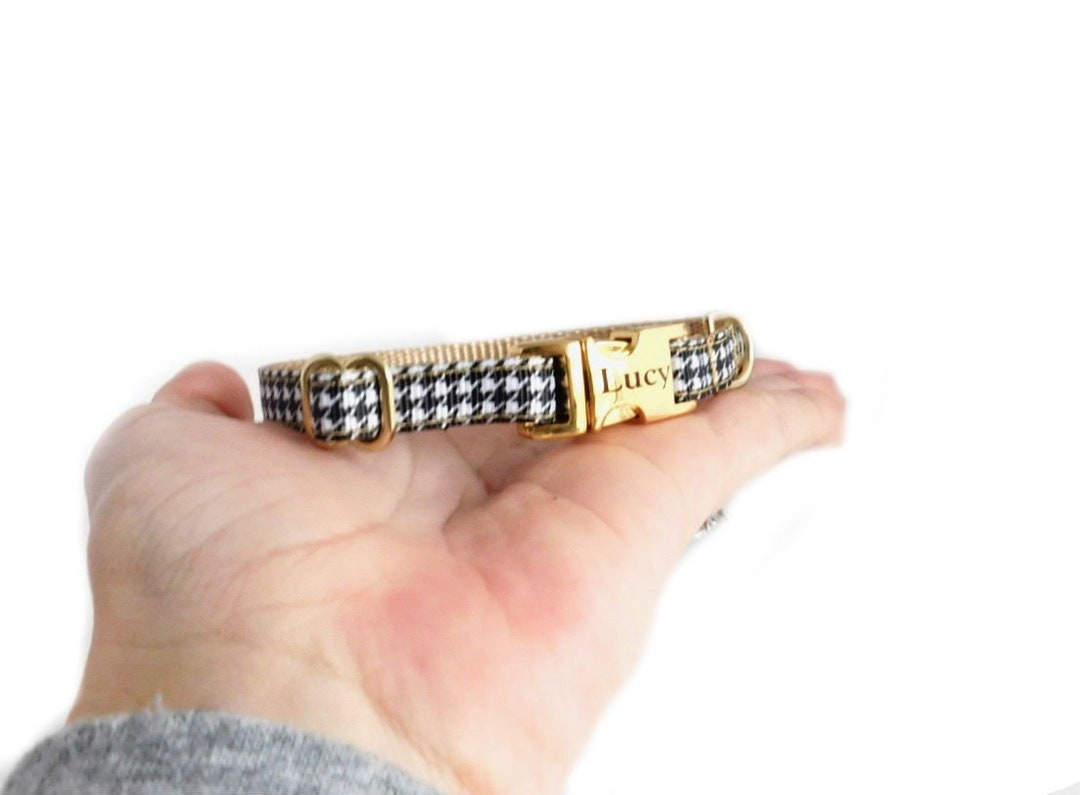 3/8 Dainty Houndstooth Dog Collar Tiny Thin Collar Xxs Size Available ...