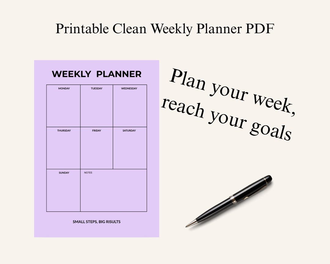 Printable Clean Weekly Planner PDF - Etsy