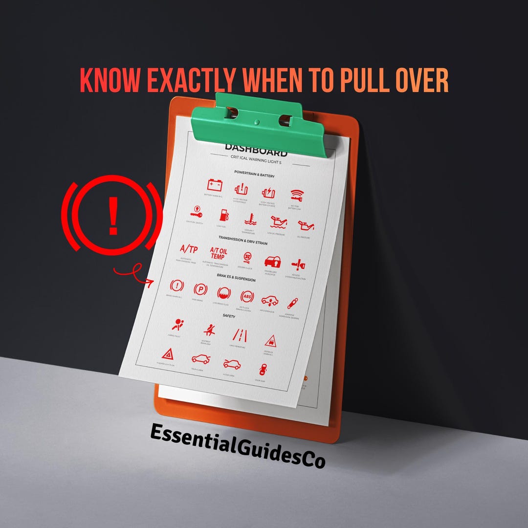 Critical Car Dashboard Warning Lights Guide Printable | Red Emergency ...