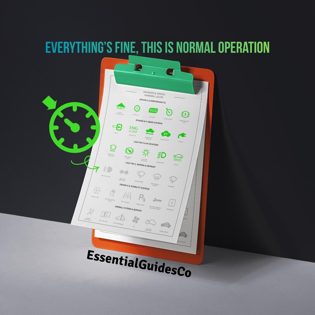 Dashboard Status Indicator Lights Printable | Green / White Symbols ...