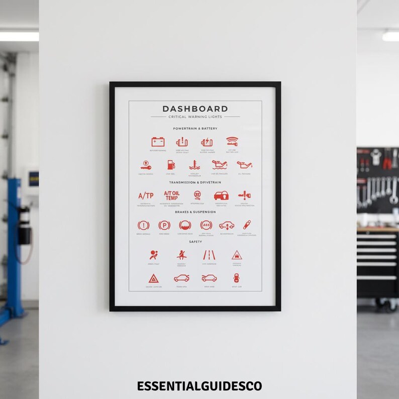 Critical Car Dashboard Warning Lights Guide Printable | Red Emergency ...
