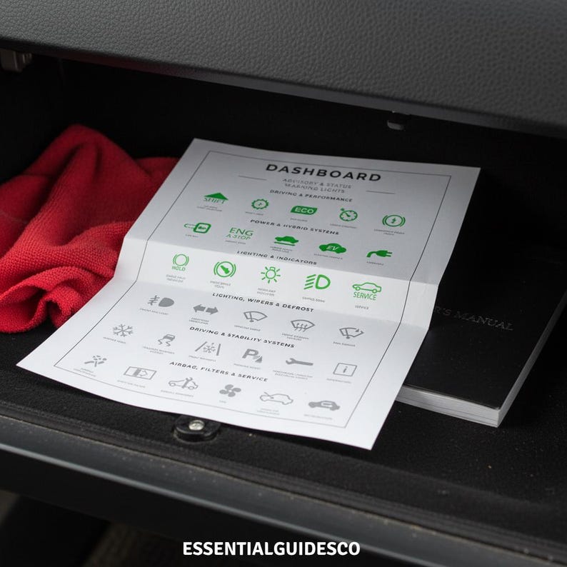 Dashboard Status Indicator Lights Printable | Green / White Symbols ...