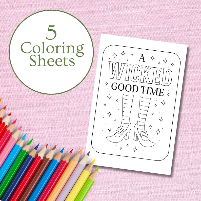 Wicked-inspired Witch Coloring Pages • 5 Printable Sheets • Magical ...