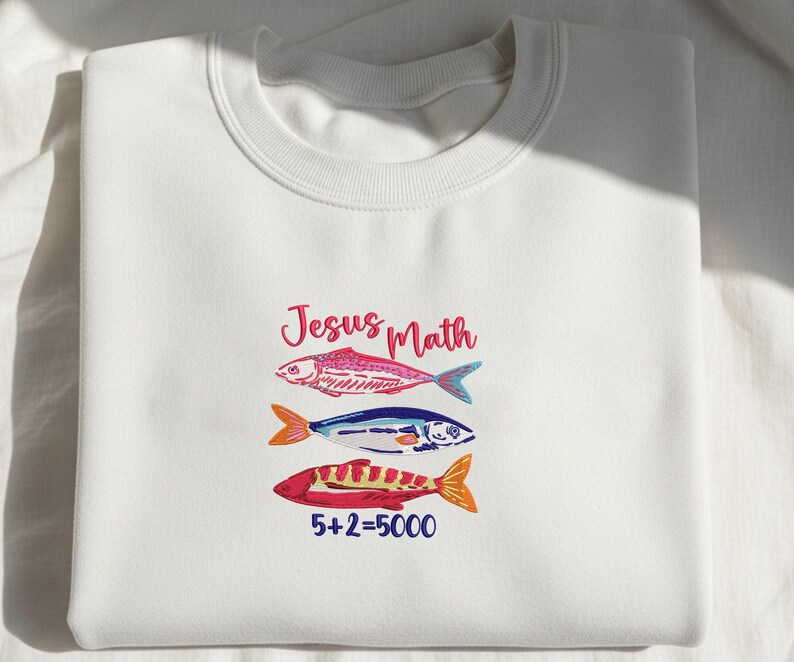Jesus Math Fish Machine Embroidery File, Bible Verse Design (digital ...
