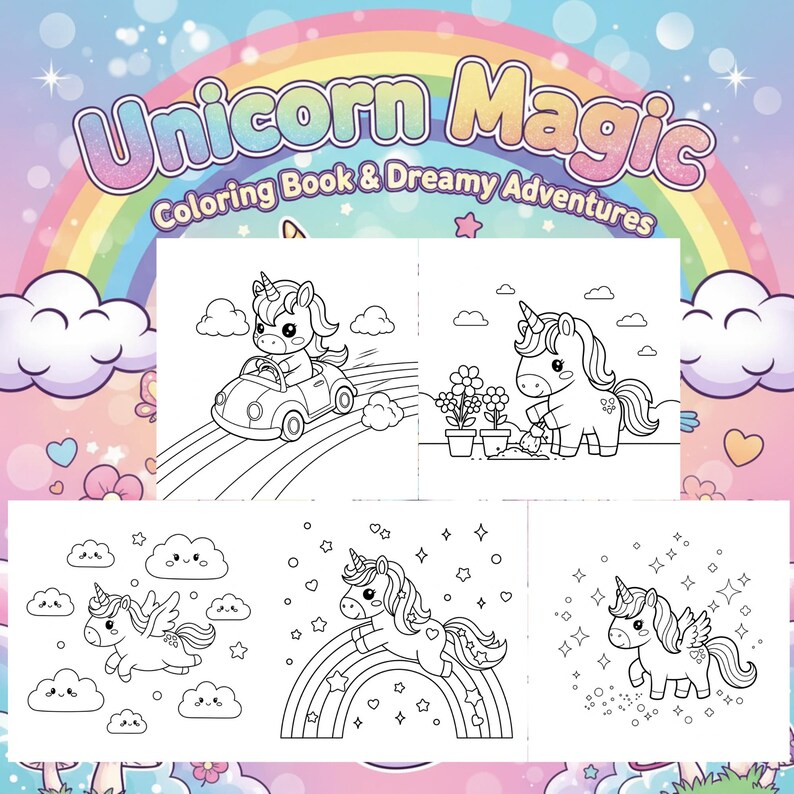 Unicorn Magic Book for Kids, Coloring Pages (digital Download) - Etsy