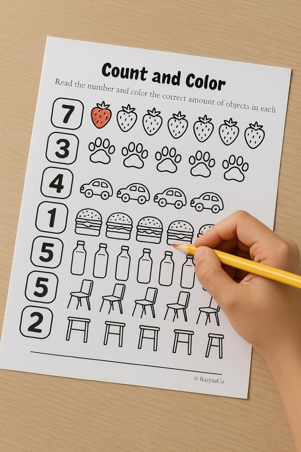 Count and Color Worksheet | Preschool Math Counting Activity | Numbers ...
