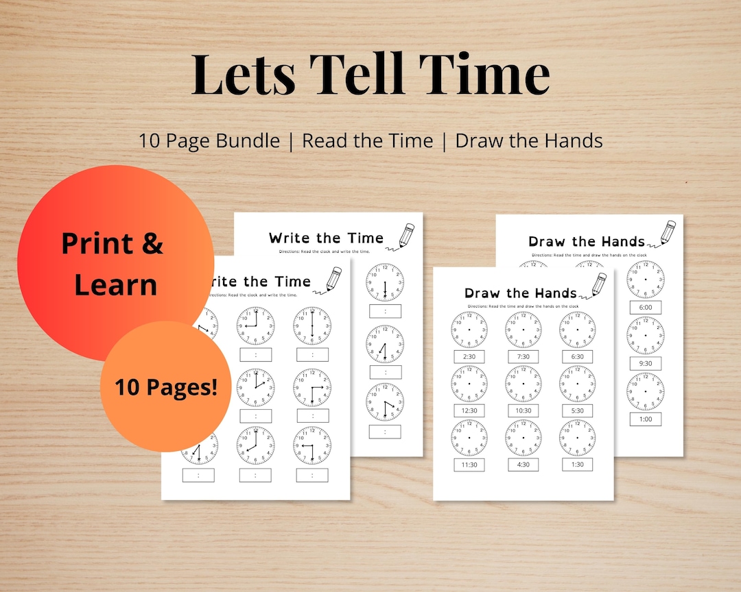 Telling Time Worksheets | Read the Clock & Draw the Hands ...