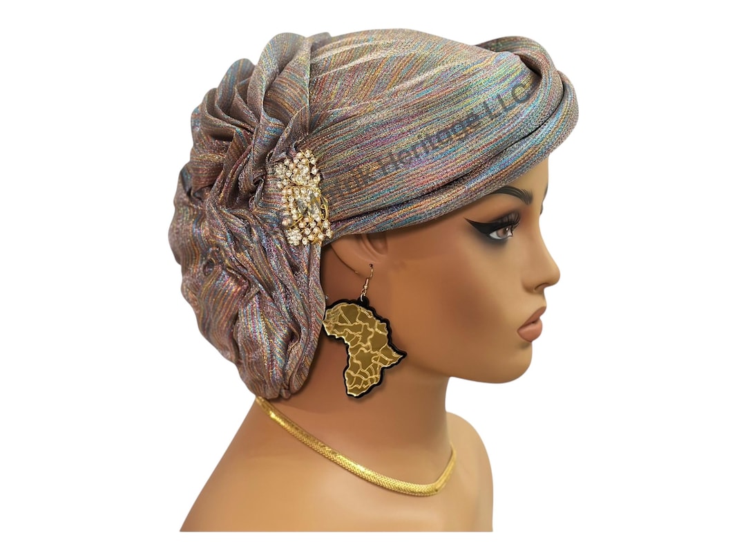 Handmade African Asooke Zara Headtie Cap: Bedazzled Wedding Party Ready ...