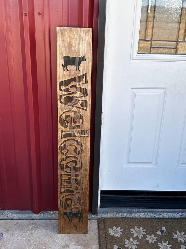 Welcome Cow Print Farm Porch Sign - Etsy