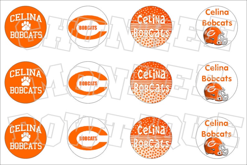 Celina Texas Bobcats Bottlecap Image Sheet - High School Mascot - Etsy
