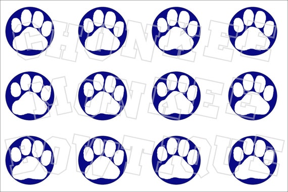 White Paw Print With Royal Blue Background Bottlecap Image | Etsy