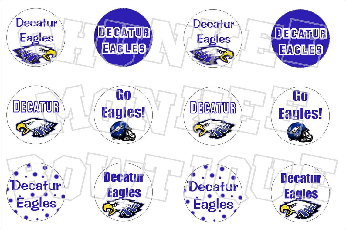Decatur Texas Eagles Bottlecap Image Sheet - High School Mascot - Etsy