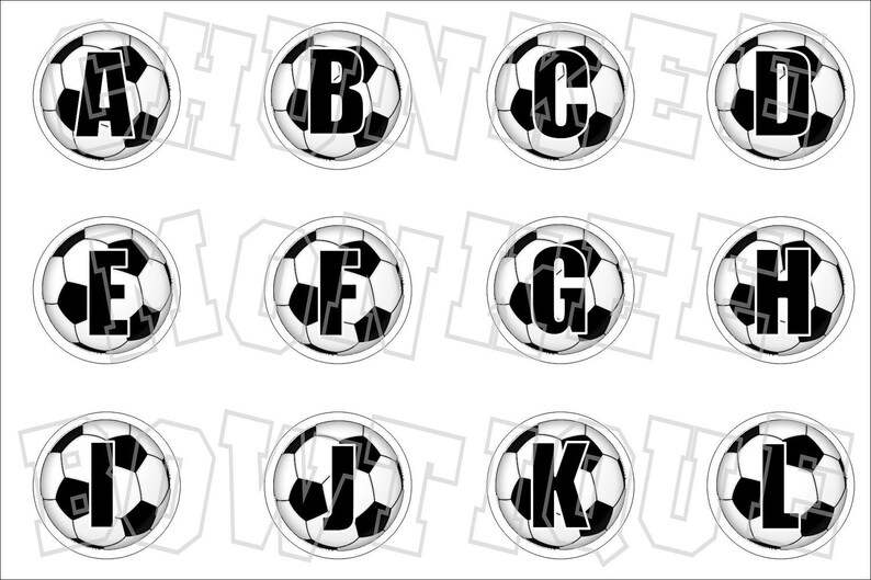 Soccer Ball Alphabet Bottlecap Image Sheet - Etsy