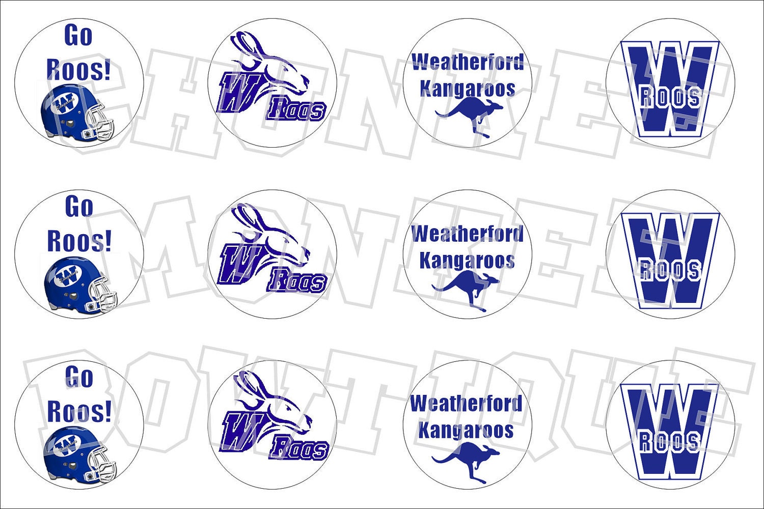 Weatherford Texas Roos Kangaroos Bottlecap Image Sheet - School Mascot ...